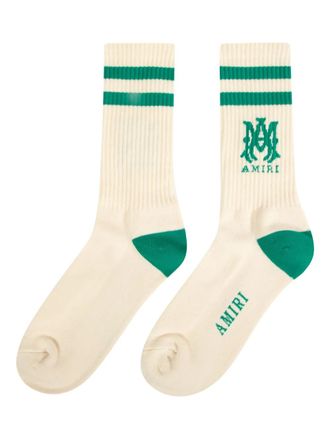Amiri chaussettes à logo en jacquard - Blanc