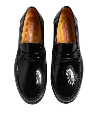 Dolce & Gabbana Mens Black Leather Slip On Loafers Dress Shoes