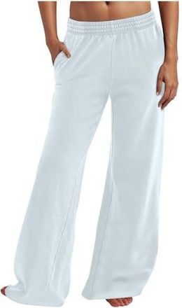 Generic Pantalon palazzo &agrave; jambe large pour femme - Taille &eacute;lastique - Jambe droite - Pantalon de jogging baggy - Pantalon de surv&ecirc;tement confortable et ample