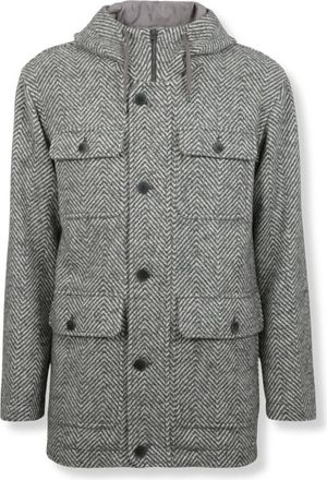 Herno Homme, Vestes, Gris, Taille: M Parka Longue R-Wool &agrave; Chevrons