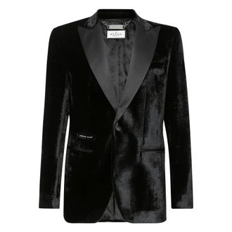 Philipp Plein Homme, Vestes, Noir, Taille: XL Velvet Blazer