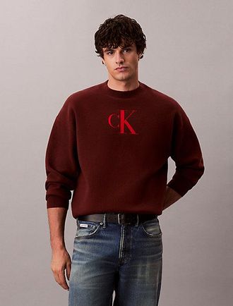 Calvin Klein Pull relaxed en mélange de coton avec logo monogramme
