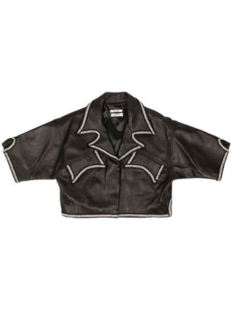 Rhude Lederhemd mit Spitzenborten - Schwarz