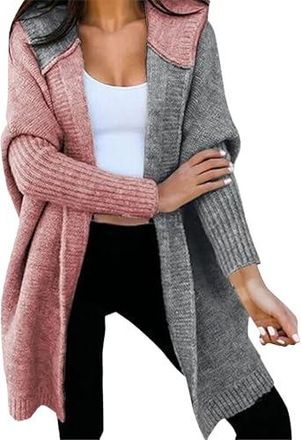 Generic Gilet dhiver pour Femme, Manches Longues, Capuche, en Maille, Pull, Manteau dext&eacute;rieur Color Block