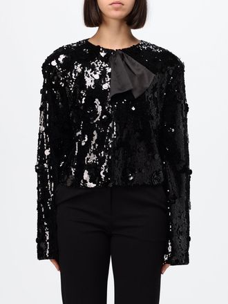 Twin-Set Veste &agrave; col rond avec broderie de sequins et application naud