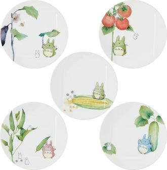 Noritake 1704-15L/VF9931A My Neighbor Totoro, Gem&uuml;seserie, mikrowellengeeignet, sp&uuml;lmaschinenfest, 5 St&uuml;ck, feines Porzellan