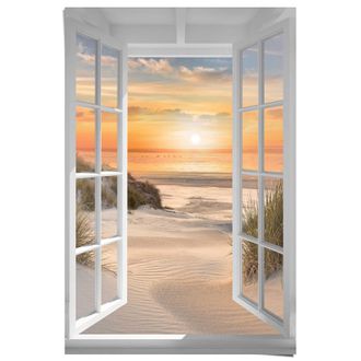 Reinders Poster, Beautiful Dunes Window, Wohnzimmer, Poster, Wanddeko, Room Decor, 150 gr. gl&auml;nzend Bilderdruckpapier, Orange, 91,5 x 61cm