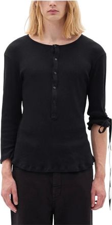 Ann Demeulemeester Homme, Tops, Noir, Taille: M Pull en maille c&ocirc;tel&eacute;e