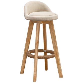 Generic Moderner Barhocker aus Massivholz mit R&uuml;ckenlehne, 360&deg; drehbarer K&uuml;chenhocker mit Fu&szlig;st&uuml;tze, bequemer Fr&uuml;hst&uuml;ckshocker f&uuml;r Essbereich und Wohnaccesso