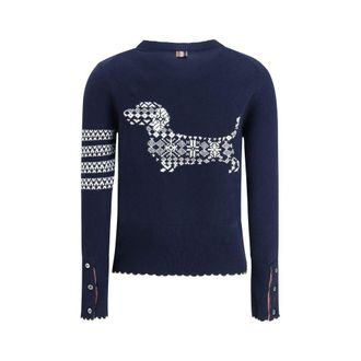 Thom Browne Womens Blue Wool Oves Aries Sweatshirt Clothing