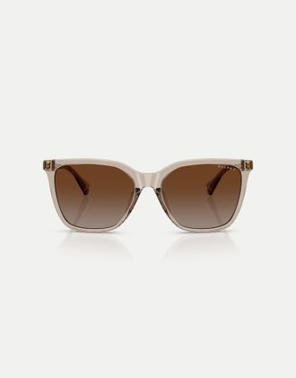 Ralph Lauren eckige polarisierte Sonnenbrille mit braunen Gl&auml;sern in Beige-Kristalloptik-Neutral