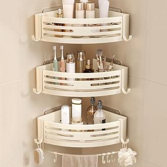 Generic &Eacute;tag&egrave;re dangle de douche - Organiseur mural &agrave; 3 niveaux pour salle de bain, &eacute;tag&egrave;re de rangement triangulaire amovible pour &eacute;conomiser de lespace dans
