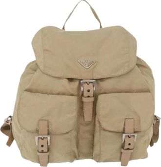 Prada unisex, Pre-owned, Beige, Taille: ONE Size Sac &agrave; dos en nylon Pre-owned