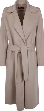 Max Mara Femme, Manteaux, Beige, Taille: 36 FR Long Manteau en Laine, Cachemire et Soie