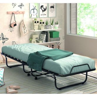 M&S Collection M&s - Lit pliant 90x200 cm en m&eacute;tal noir avec matelas en mousse 11 cm