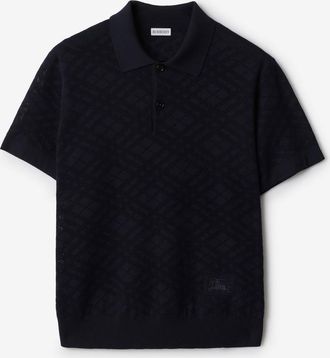 Burberry Woll-Poloshirt mit Karomuster, Size: XXL
