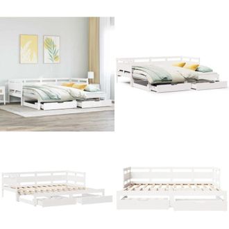 vidaXL Tagesbett Ausziehbar mit Schubladen ohne Matratze Wei&szlig; 80x200cm - Vidaxl
