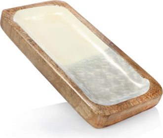 Com-Four Deko Schale aus Holz - Eckige Holzschale beschichtet - Holz-Schüssel für Zimmerdeko, Snacks und Obst