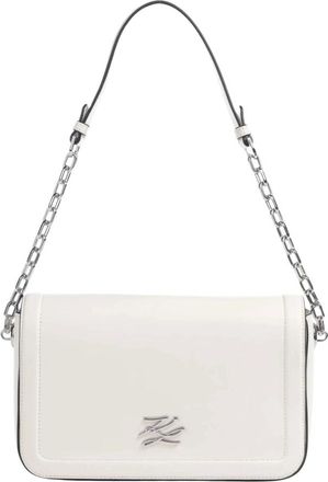 Karl Lagerfeld Femme, Sacs, Blanc, Taille: ONE Size Essentials Medium Flap Shoulder Bag