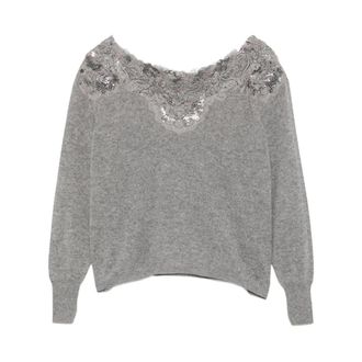 Ermanno Scervino Strickpullover mit Rundhalsausschnitt - - Knitwear - Damen - Grau - M