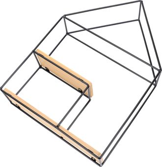 Artibetter Angoily Wandregal aus Robustem Eisen und Holz Doppellagiges Hängeregal für Küche Bad und Wohnzimmer Modernes Skandinavisches Design Vielseitiger Aufbe