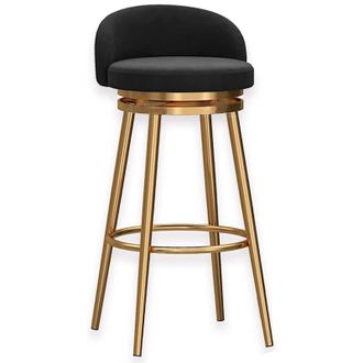 Generic Drehbare Barhocker, 2er-Set, Barhocker mit R&uuml;ckenlehne, K&uuml;chenhocker in Tresenh&ouml;he/Schwarze Beine