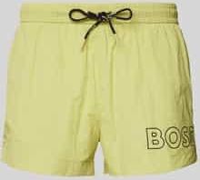 HUGO BOSS Relaxed Fit Badeshorts mit Label-Print Modell Mooneye