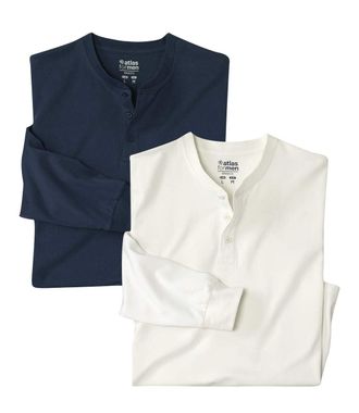 Atlasformen 2er-Pack Henleyshirts Outdoor - XXL