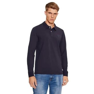 Guess Homme, Tops, Bleu, Taille: XS Polo Manches Longues Triangle Classique