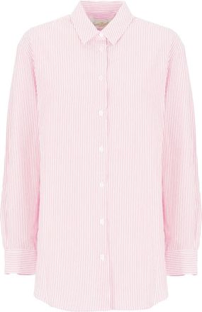 Saint Barth Femme, Blouses et Chemises, Rose, Taille: 40 FR Chemise Rose &agrave; Rayures en Coton Femme Col