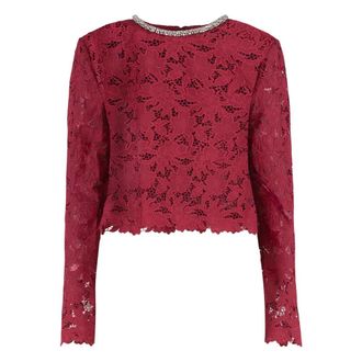 Self Portrait Femme, Tops, Rouge, Taille: 38 FR Haut en dentelle avec cristaux