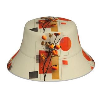 Generic Chapeau De Godet Image G&eacute;om&eacute;trique De Branche De Kaki Chapeaux De Soleil De Plage Respirant &Eacute;t&eacute; Bonnet Soleil, pour Le Camping, La Randonn&eacute;e, Chasse, 