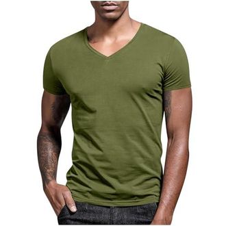 Generic T-shirt d&eacute;contract&eacute; &agrave; col en V pour homme - Uni - L&eacute;ger - Confortable - Classique - Extensible - Respirant - &Agrave; manches courtes - Pour l&eacute;t&eacute; et la gym, 