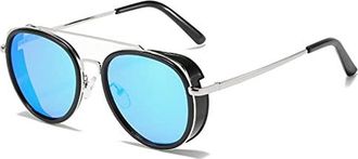 Generic Lunettes de soleil rondes punk en métal 2025 pour hommes et femmes, ombre extérieure, lunettes de soleil de vacances à la plage (couleur : A, taille :