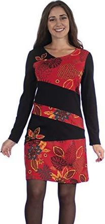 Coline Robe Courte Hiver Ethnique - Couleur : Noir - Taille : XXL