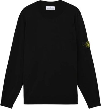 Stone Island Homme, Pulls, Noir, Taille: 2XL Pull ras du cou avec détails en maille en relief