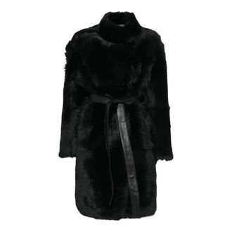 Yves Salomon Manteau r&eacute;versible en peau lain&eacute;e - Femme - Manteaux - Noir - Taille: 38 FR