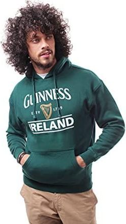Guinness Pullover Hoodie With Guinness Logo and Ireland Print Forest Green Colour