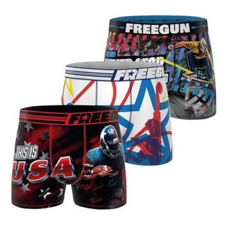 Freegun Boxer Homme, Cale&ccedil;on Homme Sport, Doux & Respirant (Lot de 3), Rouge Taille XXL