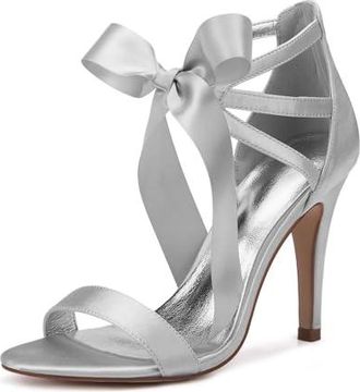 Generic Escarpins Femme Bout Ouvert Mari&eacute;e Stylet Talons Sandales Chaussures De Mariee Bal Dress F&ecirc;te Bridal 10.5Cm,Argent,39 EU