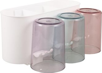 Garneck Wandmontierter Selbstklebender Zahnbürstenhalter mit Becherhalter Abnehmbar ohne Bohren Badezimmer Organizer für Familie und Hotel Platzsparend und In