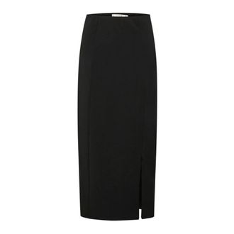 Gestuz Schwarzer Langer Rock mit Hohem Schlitz - - Skirts - Damen - Schwarzk - XL