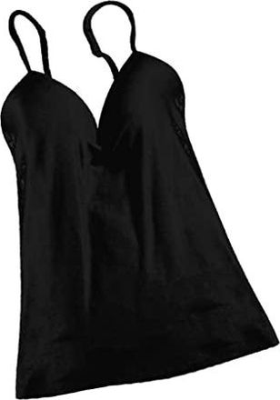 Perfeclan Débardeurs Solides à Bretelles Spaghetti Réglables pour Femmes, Noir, L