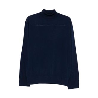 Laneus Wollpullover mit Rollkragen - - Knitwear - Herren - Blau - S
