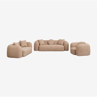 Sklum Sklum - Wohnzimmerset mit 3-Sitzer-Modulsofa, 2-Sitzer-Sofa und Sessel aus Coco-Chenille