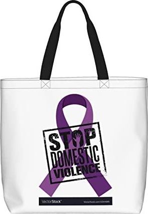 Generic Sac De Courses Mettre Fin &Agrave; La Violence Domestique Sac Fourre Tout Femme Avec Poign&eacute;es De Grande Capacit&eacute; Sacs En Toile Pour Femmes, Pour Tous Les Jou