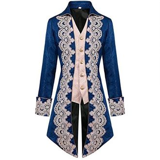 Generic Veste Gothique Homme Steampunk Elégant Veste Adulte Pas Cher Manteau Long Cosplay Vêtements De Dessus Slim Fit Halloween Redingote Vintage Homme Pour 