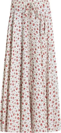 Dolce & Gabbana jupe mi-longue &agrave; fleurs et lien de resserrage - Blanc