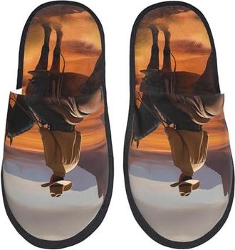 Generic Fourrure Pantoufles Nuage De Cowboy Du D&eacute;sert Occidental Unisexe Slippers R&eacute;utilisables Maison Slippers Pour Voyage Invit&eacute; Automne L