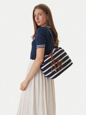 Tommy Hilfiger Handtasche Tommy Hilfiger Th Elev Summer Bucket Stripe AW0AW18401 Dunkelblau
